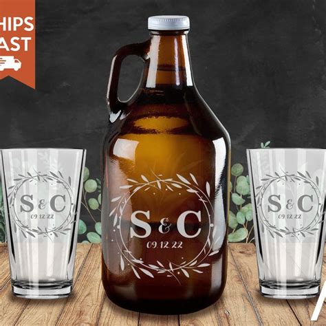 Monogram Beer Glass Etsy