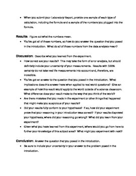Lab Report Outline By Esty Education TPT