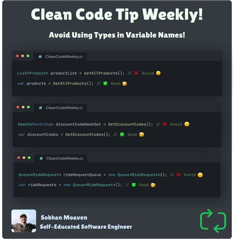 Cleancode Softwareengineering Codingtips Csharp