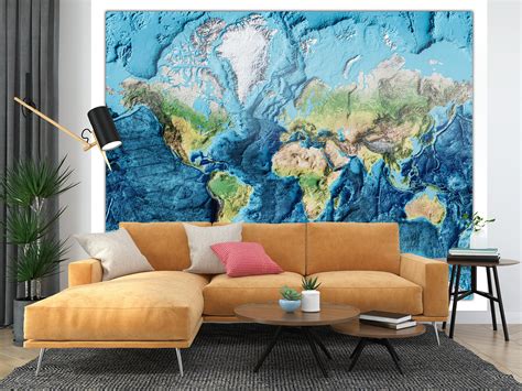 The World Bathymetry Topography Map Poster On Behance