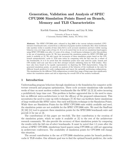 Pdf Generation Validation And Analysis Of Spec Cpu2006 Simulation