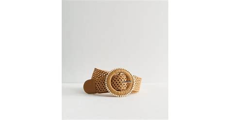 Brown Woven Circle Buckle Belt New Look