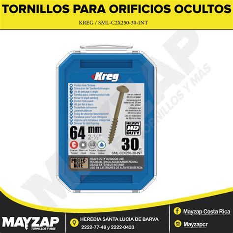 Tornillos Kreg Para Orificios Ocultos Mayzap Tornillos Y Herramientas