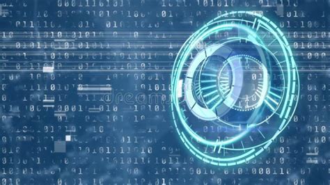 Animation Of Scope Scanning Over Binary Coding On Blue Background Stock