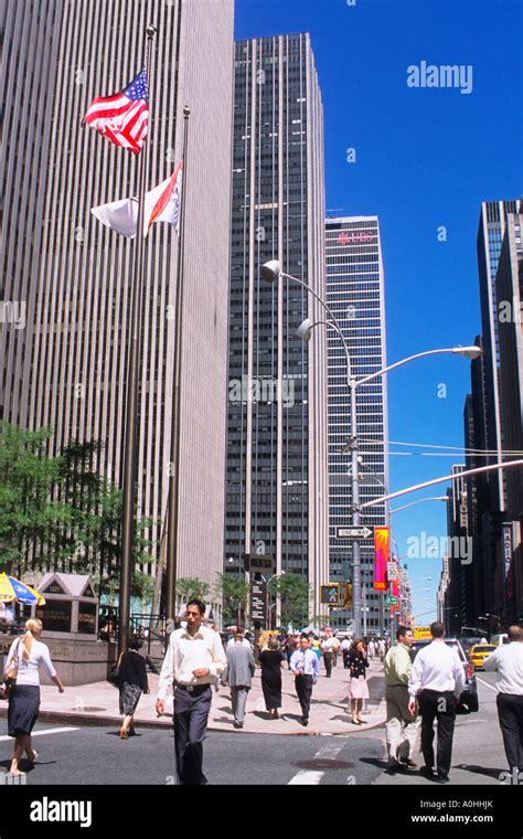 New York City Midtown Manhattan 6th Avenue Street Scene At Lunch Hour