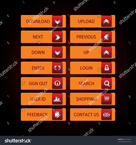 Web Design Buttons Theme Colorful Web Designing Elements Stock Vector