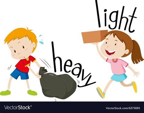 Opposite Adjectives Heavy And Light Royalty Free Vector