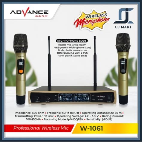 Mic Advance W UHF Microphone Double Wireless Digital Gold Lazada Indonesia
