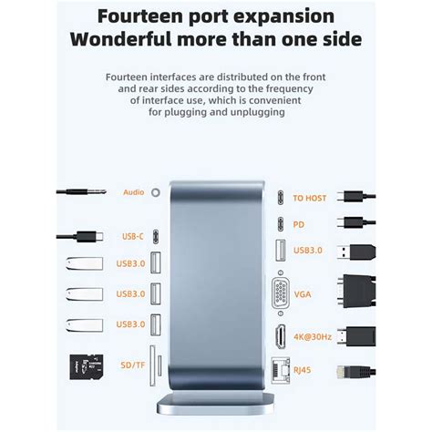 ฮับอะแดปเตอร์พาวเวอร์ 12 In 1 Usb C Type C เป็น Multi 4khd Rj45 Vga 4 Usb 3 0 Pd สําหรับ