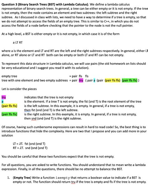 Question 3 Binary Search Trees Bst With Lambda