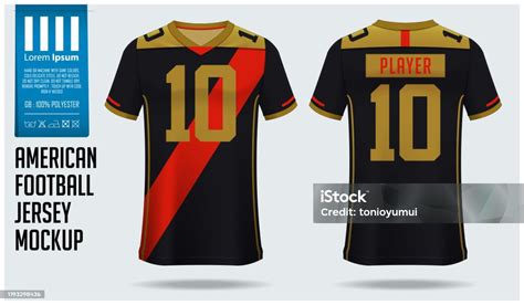 스포츠 클럽에 대한 미식 축구 저지 모형 템플릿 디자인 축구 티셔츠 스포츠 전면보기 및 후면보기 럭비 축구 유니폼 벡터 스포츠 저지에 대한 스톡 벡터 아트 및 기타 이미지