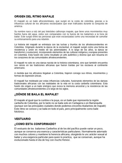 Origen Del Ritmo Mapale Pdf Bailes