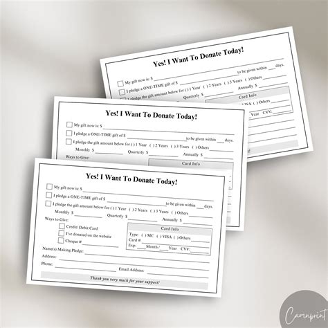 Editable Donation Card Printable Pledge Form Donation Form Donation