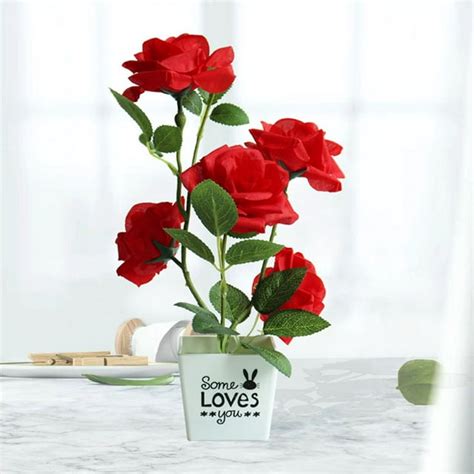 Ludlz Artificial Flowers In Vase Decor Silk Rose Flower Arrangements