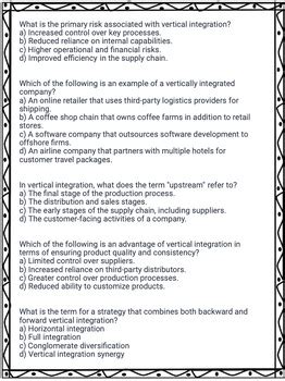 Vertical Integration Multiple Choice Quiz By High School With Hannah