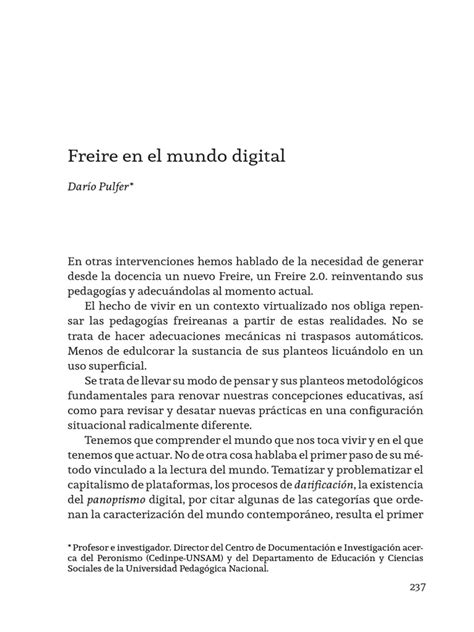 Pulfer Freire En El Mundo Digital Pdf Ciências Sociais