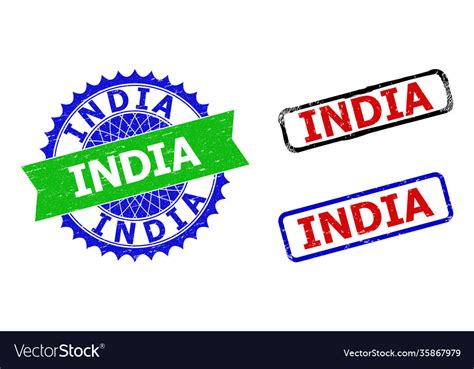 India Rosette And Rectangle Bicolor Watermarks Vector Image