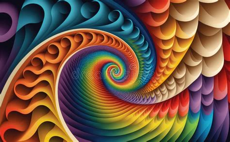 Rainbow Themed Abstract Recursive Spiral Texture Pattern Wallpaper Or Banner Design Generative