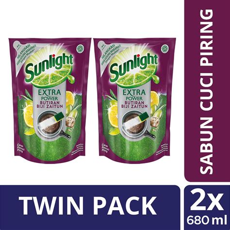 Jual Sunlight Extra Power Butiran Biji Zaitun Pouch 680 Ml Twin Pack