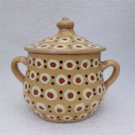 ANCIEN POT COUVERT TERRE CUITE VERNISSE POTERIE ALSACE SAVOIE Art Déco