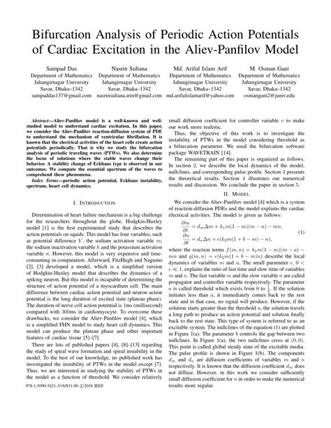 Pdf Bifurcation Analysis Of Periodic Action Potentials Of Cardiac