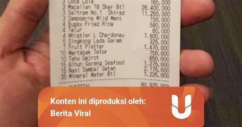 Heboh Struk Makan Rp106 Juta Harga Singkong Dan Tahu Gejrot Ratusan Ribu