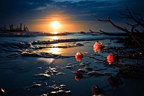 Premium Photo Emotional Landscape Heartbreak Symbolized On A Moonlit