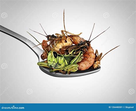 Eating Bugs Exotic Food Stock Illustration Illustration Of Eating