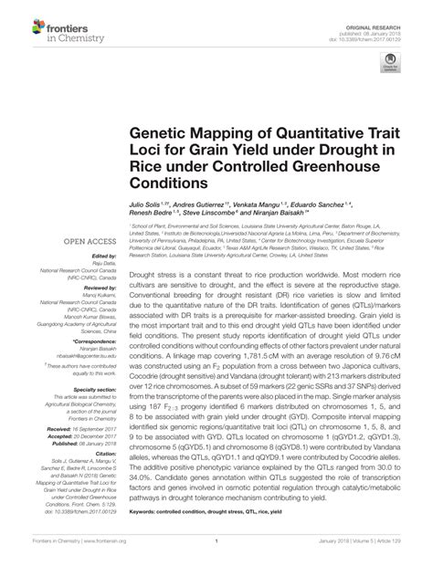 Pdf Genetic Mapping Of Quantitative Trait Loci For Grain Yield Under