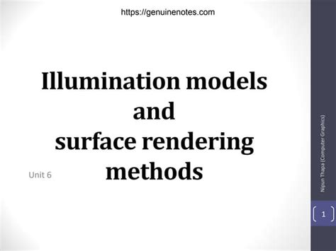 Unit 6 Illumination Models And Surface Rendering Methodspdf