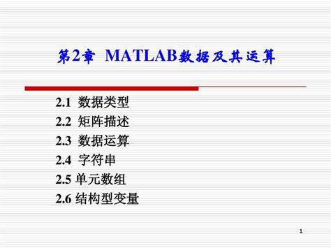 第2章 Matlab数据及其运算许word文档在线阅读与下载无忧文档
