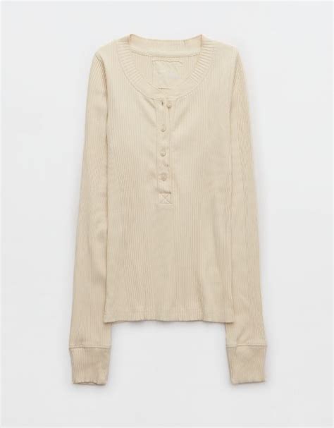 Aerie Road Trip T Shirt Manga Larga Con Cuello Henley