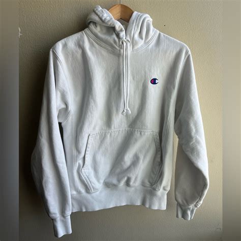 Champion White Reverse Weave Logo Pullover Hoodie Gem