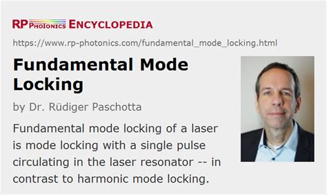 Fundamental Mode Locking Single Pulse Pulse Repetition Rate Harmonic Mode Locking
