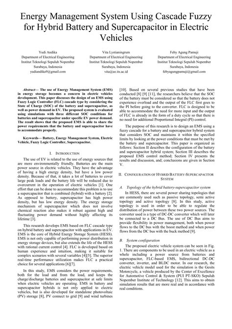 pdf energy management system using cascade fuzzy for hybrid battery