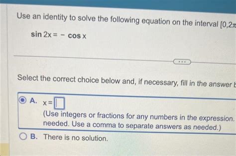 solved solve the equation on the interval [0 2π