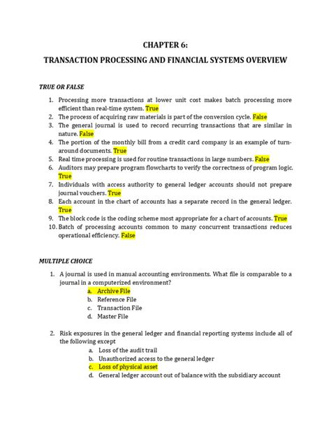 Chapter 6 Questions And Answers Download Free Pdf Audit Accounts