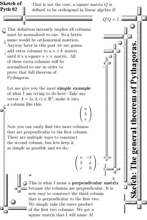 A Detailed Sketch Of The Full Theorem Of Pythagoras That Matrix