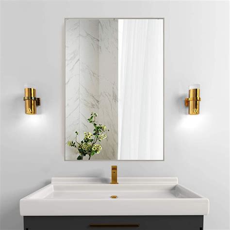 Aluminum Alloy Frame Rectangular Hd Wall Mirror 70 X 50 Cm White The