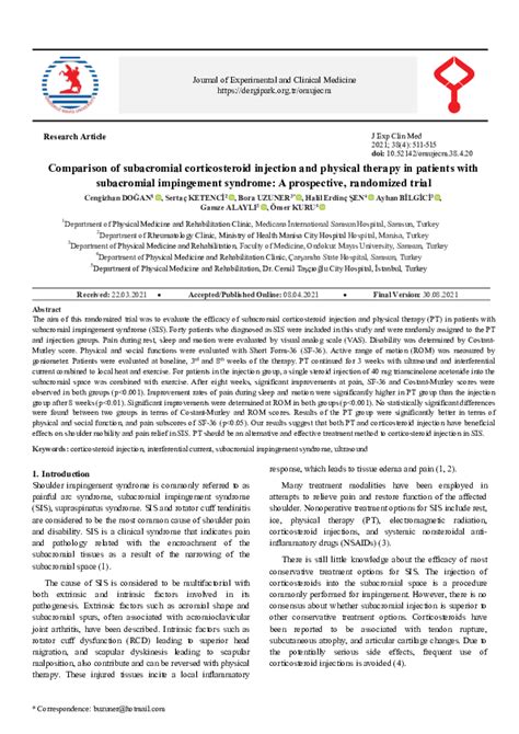 Pdf Comparison Of Subacromial Corticosteroid Injection And Physical Therapy In Patients With