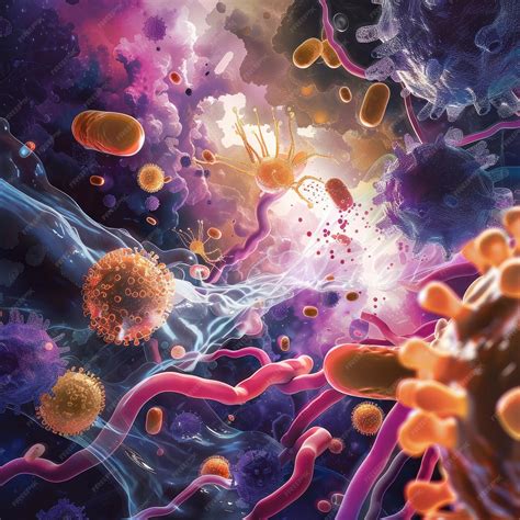 Detailed Vibrant Bacterium Cell Illustration With Light And Shadow Premium Ai Generated Image