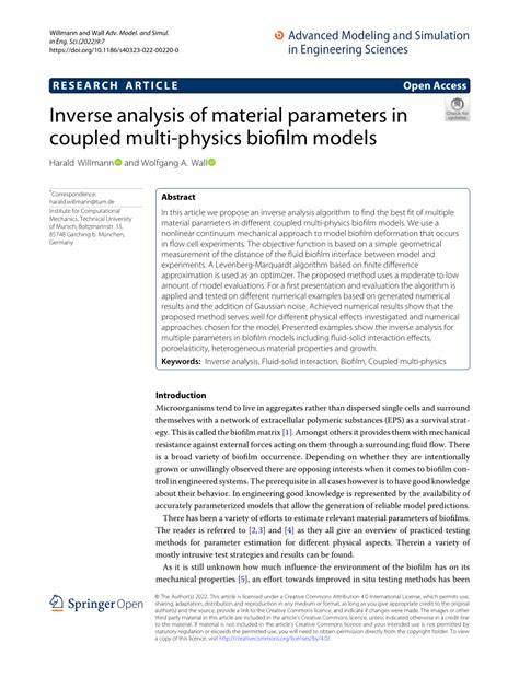 pdf inverse analysis of material parameters in coupled multi physics