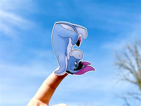 Eeyore Standing On His Head Pooh Bear Disney Sticker For Laptops Water Bottles Phones And