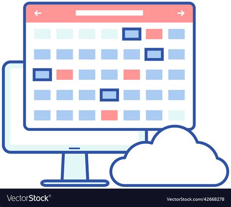 scheduling app and cloud storage icon on screen vector image