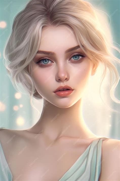 Premium Ai Image A Girl With A Blue Eyes Looks At The Camera