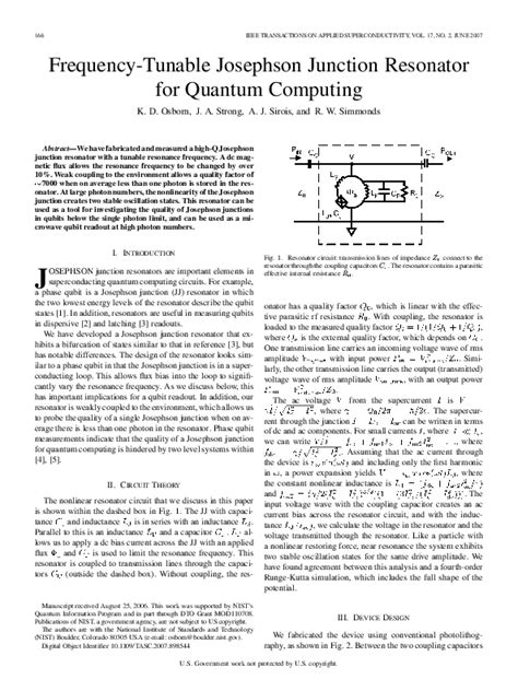Pdf Frequency Tunable Josephson Junction Resonator For Quantum Computing