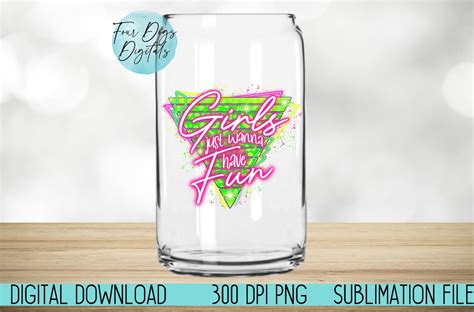 Girls Just Wanna Have Fun PNG 80 S Neon Retro PNG Pink Etsy