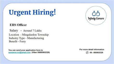 Position Ehs Officer Salary Around 7 Lakhs Working Hours 8 00 Am To 4 30pm Off Days