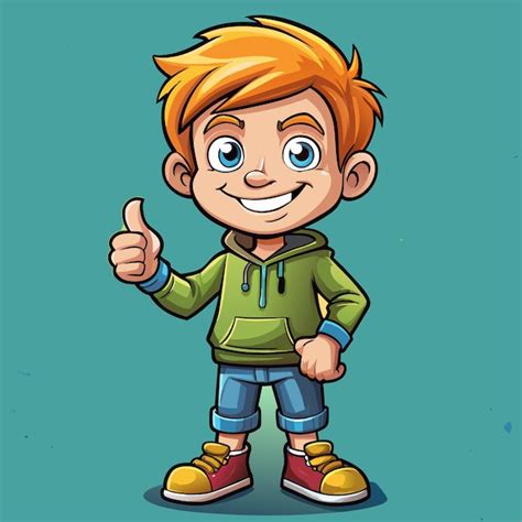 Um Desenho De Desenho Animado De Um Menino Dando Um Sinal De Polegar