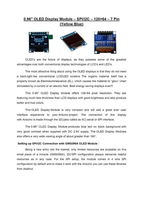 Oled 7pin 128x64 Display Module 0 96 Inch White Color At Rs 238 Piece Oled Display In Mumbai